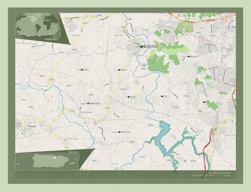 Toa Alta, Puerto Rico. OSM. Labelled Points of Cities Stock Image ...