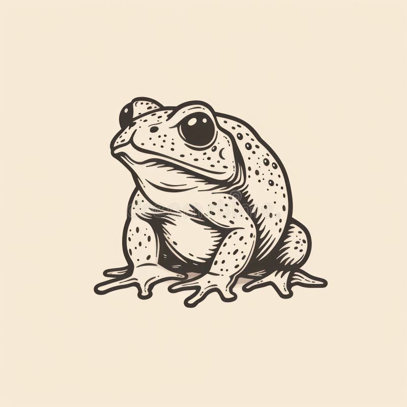 Toad Cartoon Flat Illustration Minimal Line Art Stock Illustration ...
