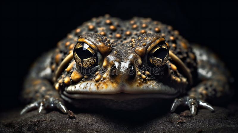Toad Close-up on a Dark Background, Studio Shot Stock Illustration ...