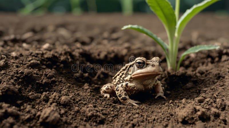Toad Digging into Soft Soil with Its Spade-Like Foot Amidst Lush ...
