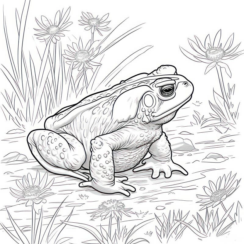 Toad Drawing Coloring Book Page Stock Illustration - Illustration of ...
