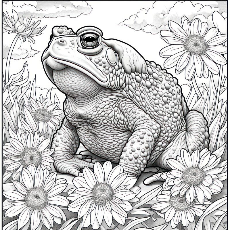 Toad Drawing Coloring Book Page Stock Illustration - Illustration of ...