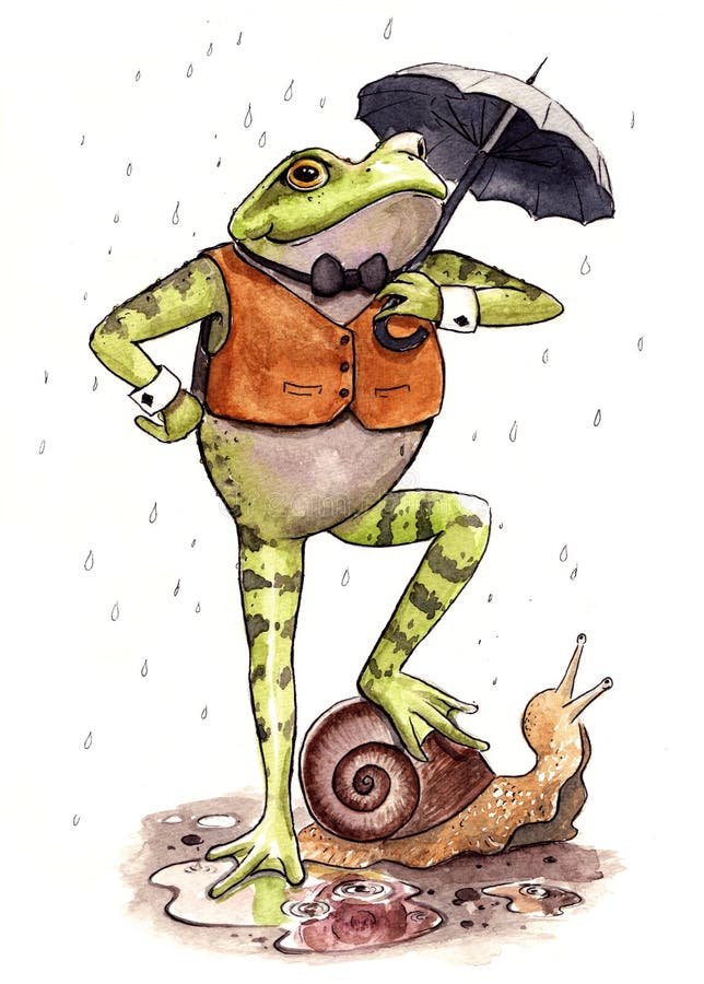 Toad Holding Umbrella Illustration Stock Illustration - Illustration of ...