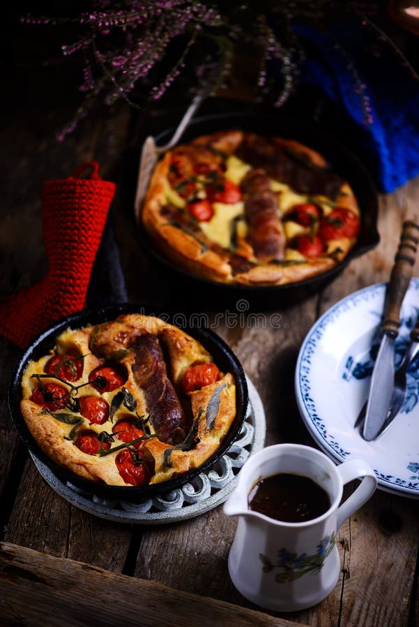 Toad in Hole with Onion Gravy..style Rustic Stock Image - Image of food ...