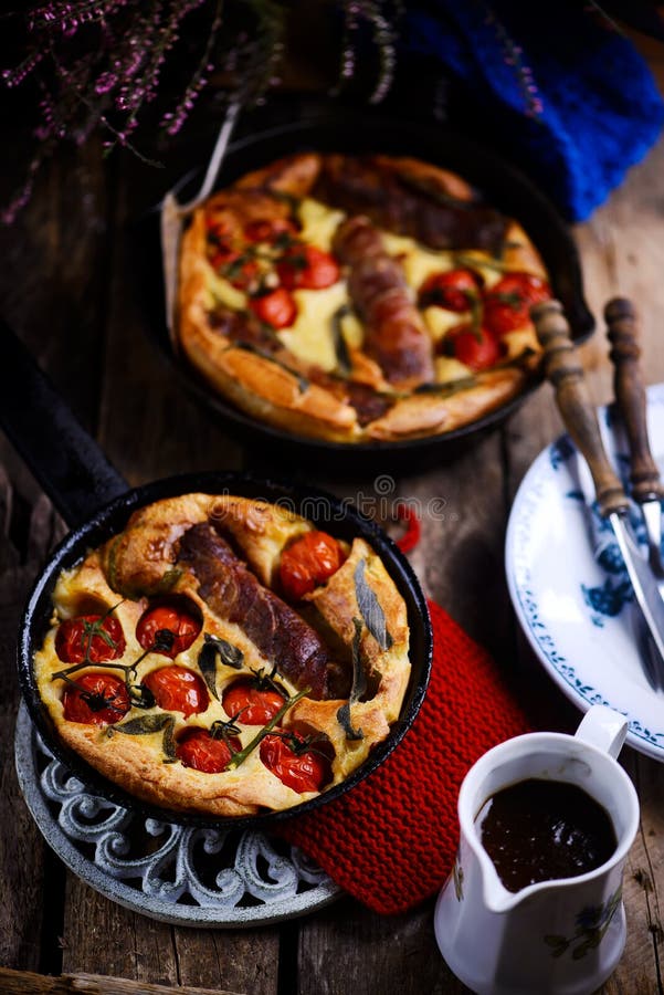 Toad in Hole with Onion Gravy..style Rustic Stock Photo - Image of ...