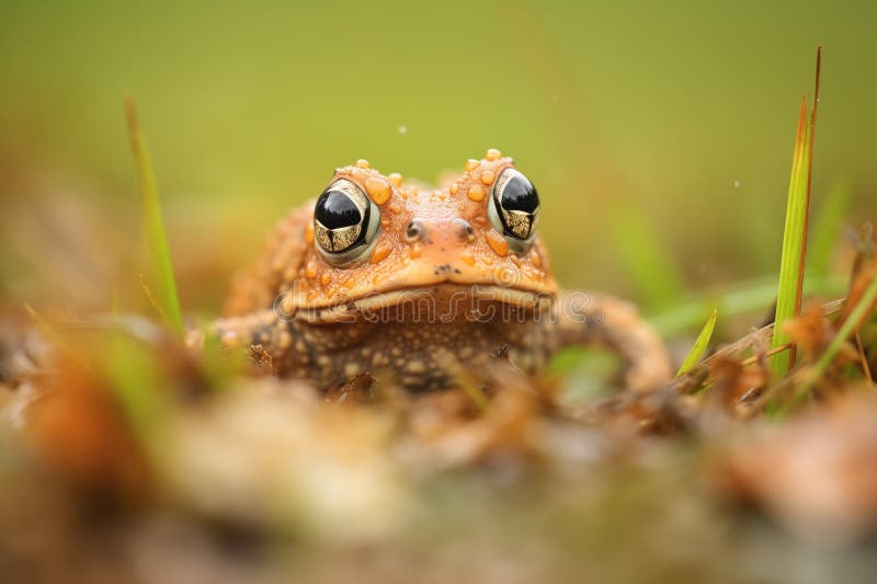 Toad hopping in wet grass stock illustration. Illustration of hopping ...