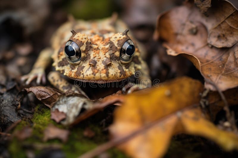 Toad on Leaf Litter in a Dense Shade Stock Illustration - Illustration ...