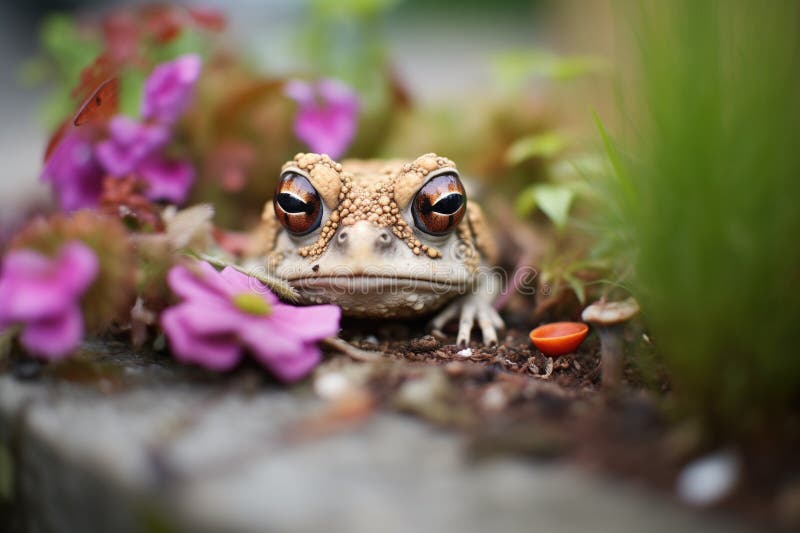 Toad Nestled in a Flower Bed Stock Image - Image of wildlife, fauna ...