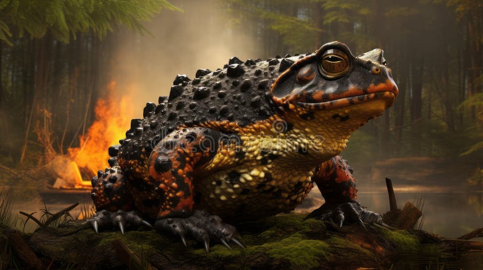 Giant Fire-bellied Toad: Realistic and Hyper-detailed Rendering Stock ...