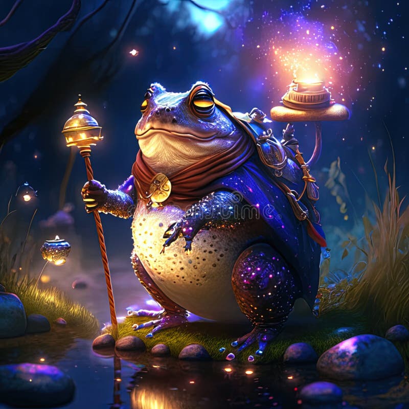 Toad in the Pond, 3d Rendering. Computer Digital Drawing. Generative AI ...