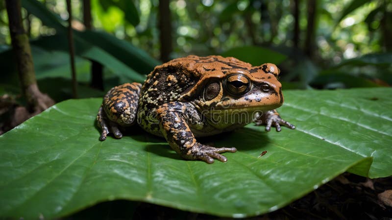 Toad Resting in the Shadow of a Large Leaf in the Tropical Forest Stock ...