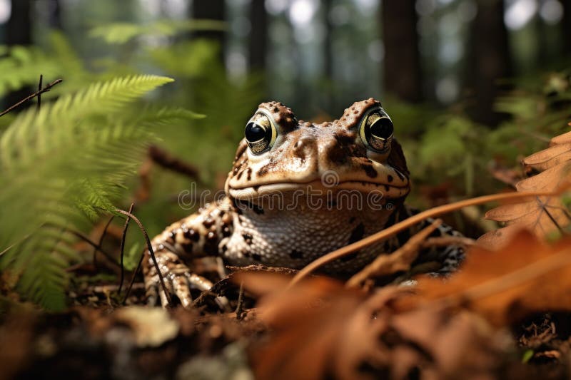A Toad Sitting in the Middle of a Forest, Looking Around Stock Photo ...