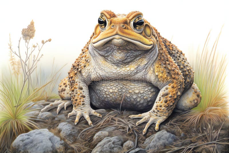 A Toad Sitting on a Rock in the Desert Stock Illustration ...