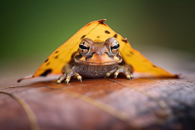 Toad Staring from Behind a Leaf Stock Illustration - Illustration of ...