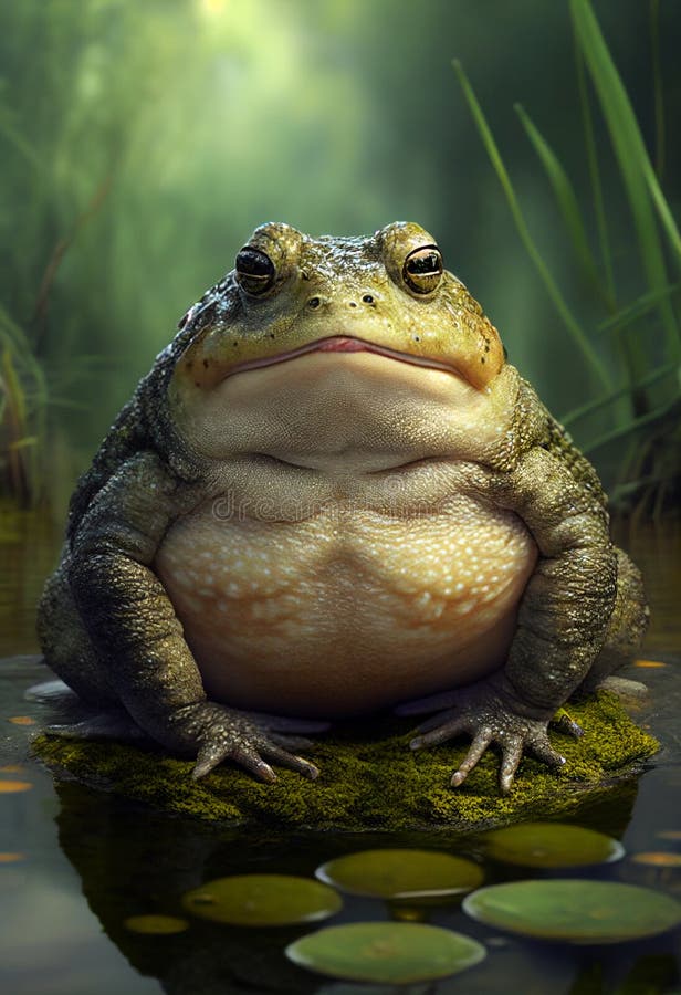 A Toad with a Swollen Belly Sits in a Swamp. AI Generated Stock ...
