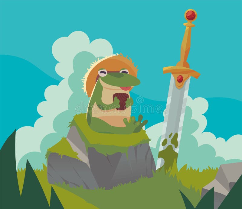 Toad with sword stock vector. Illustration of design - 253832003