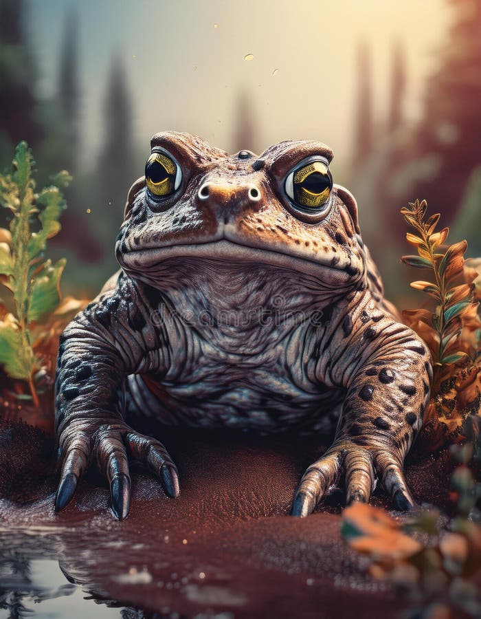 Toad in water cartoon stock image. Image of frog, toad - 342470333