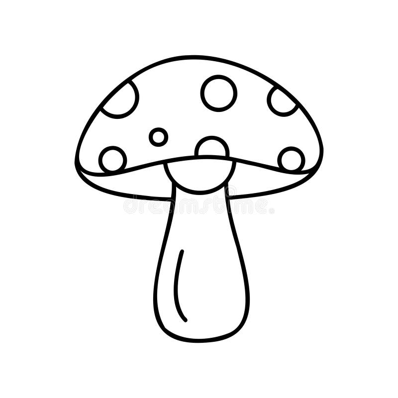 Toadstool Mushroom Simple Line Art Vector Stock Vector - Illustration ...