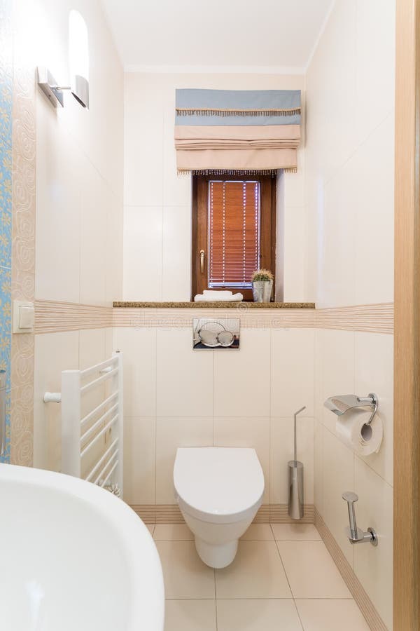 Toalete Funcional Pequeno Com Curva Branca Do Toalete Foto de Stock ...