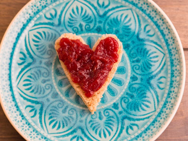 Toast As a Heart Shape with Jam Stock Photo - Image of closeup, bird ...