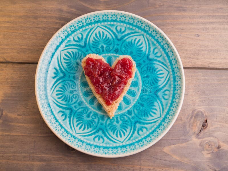 Toast As a Heart Shape with Jam Stock Photo - Image of relationship ...