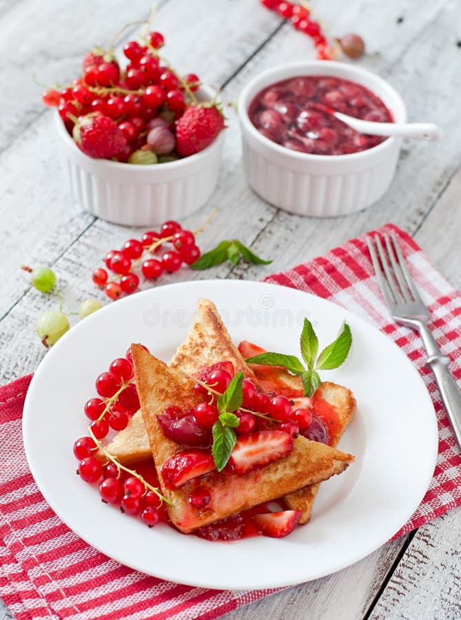 Toast with berries and jam stock image. Image of breakfast - 56611197