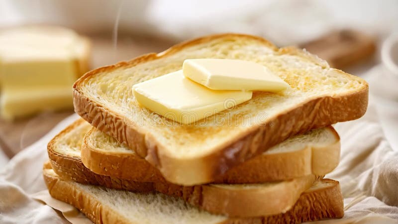 Toast Bread and Butter on Table Stock Video - Video of creamy, organic ...