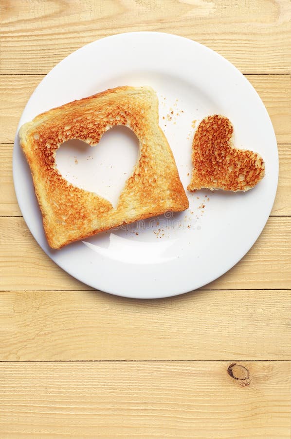 Toast Bread with Cut Out Heart Shape Stock Image - Image of appetizer ...