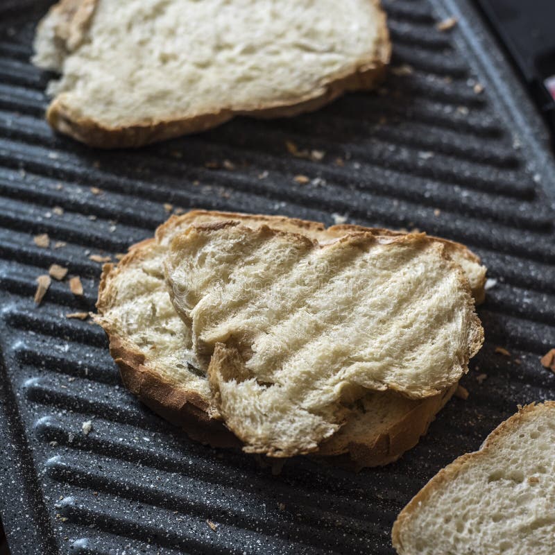 Toast bread on grill stock image. Image of sandwich - 110617685