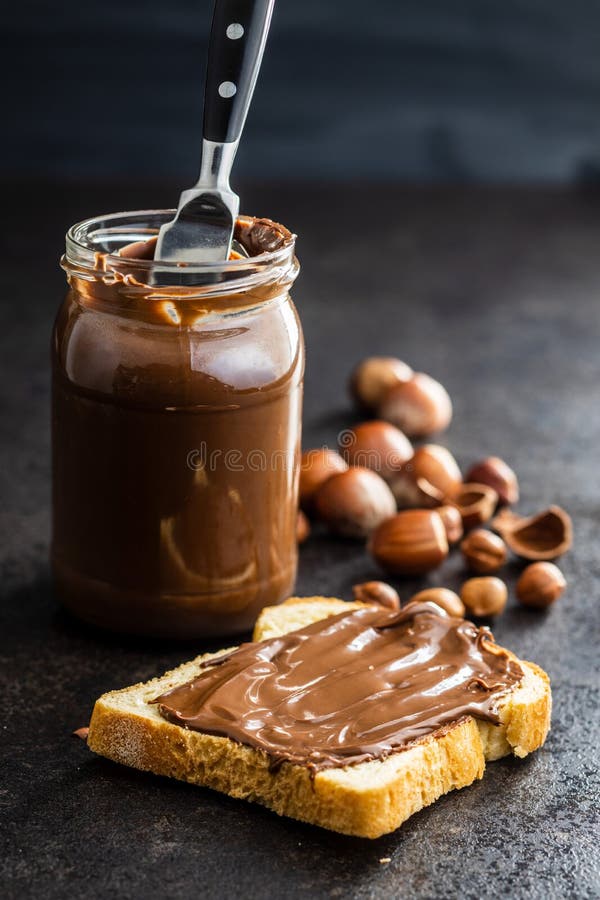 Toast Bread with Hazelnut Spread. Sweet Chocolate Cream Stock Image ...