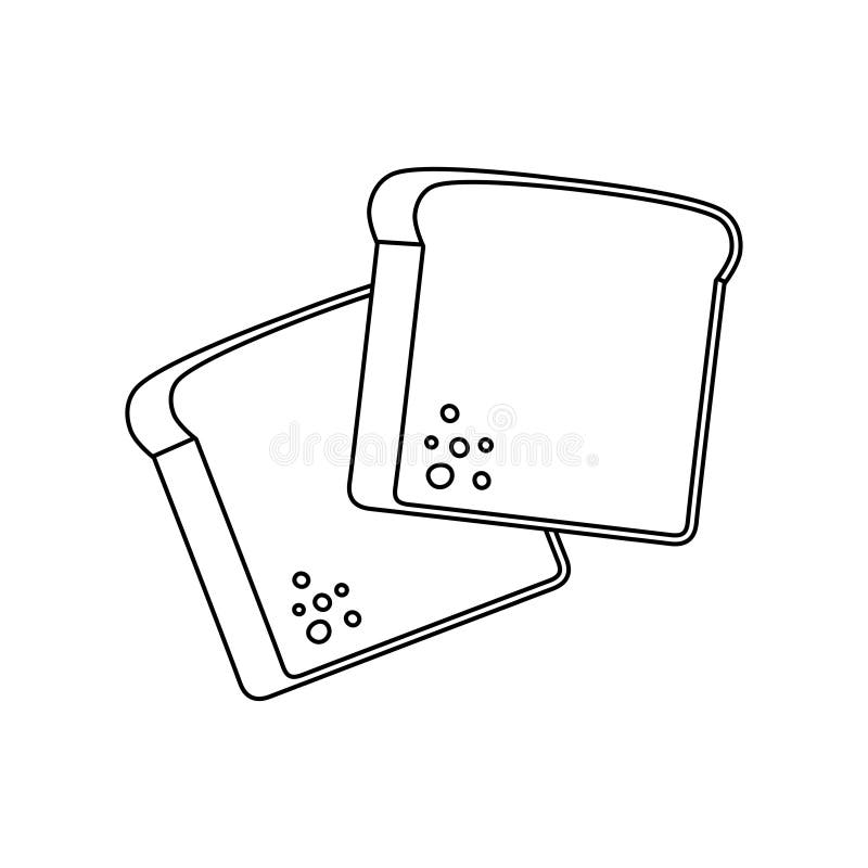 Toast Bread Icon. Bread Toast Outline Sign, Isolated on White ...