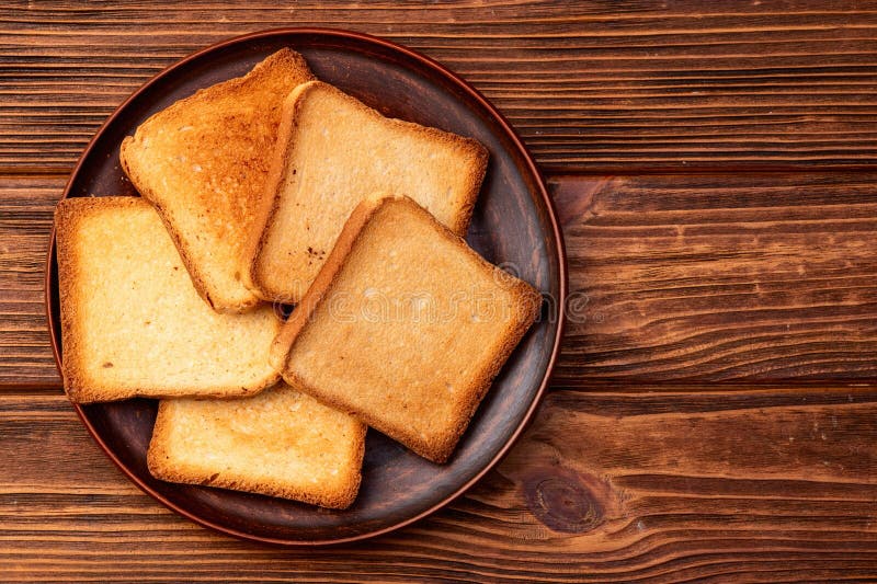 Toast Bread in a Plate Photography . Top View Stock Image - Image of ...
