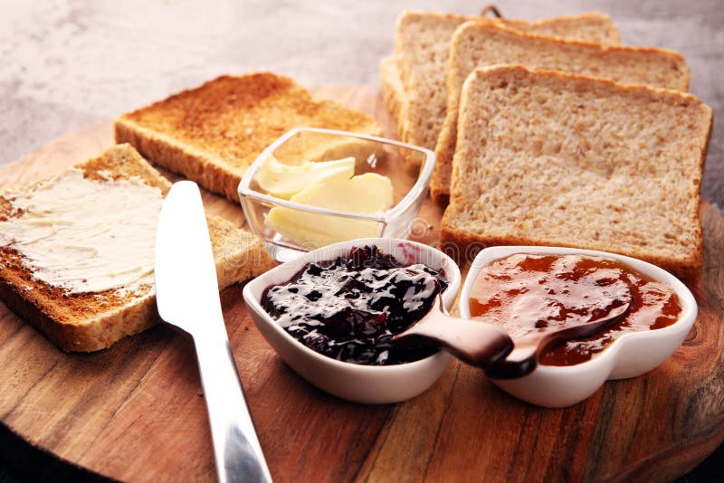 Toast Bread on Rustic Table Served with Butter for Breakfast or Brunch ...