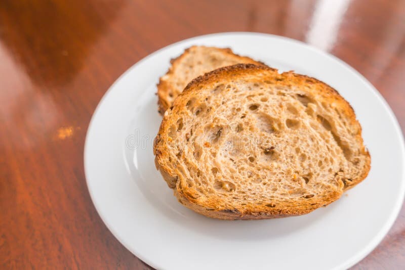 Toast Bread in a White Plate . Stock Photo - Image of pastry, breakfast ...