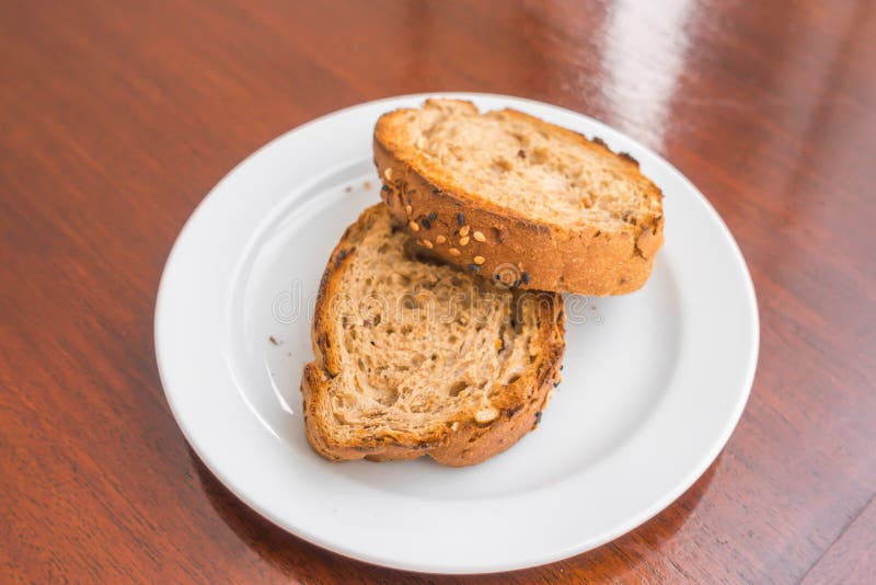 Toast Bread in a White Plate . Stock Image - Image of health, dinner ...