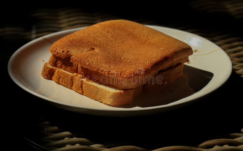 Toast Bread on a White Plate in the Morning Stock Image - Image of ...