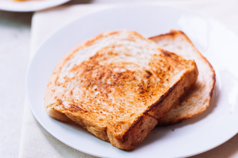 Toast Bread on White Plate. Stock Image - Image of nature, dinner ...