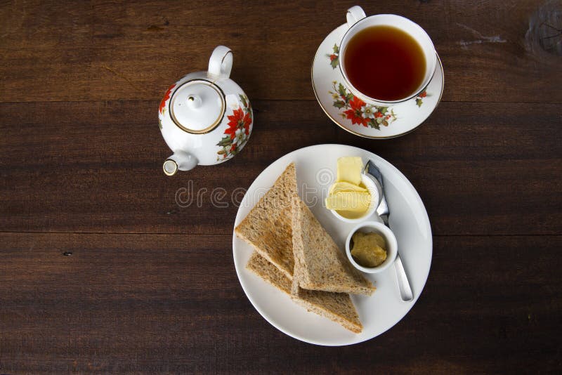 Toast with Butter and Dried Pork Topping or Bread Stock Photo - Image ...