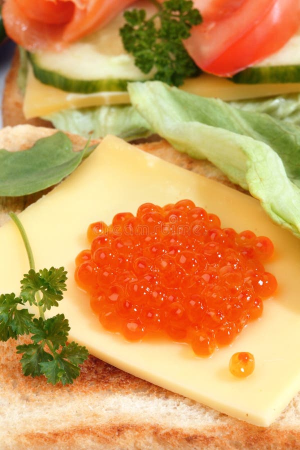 Toast with caviar. stock photo. Image of green, wheat - 12885682