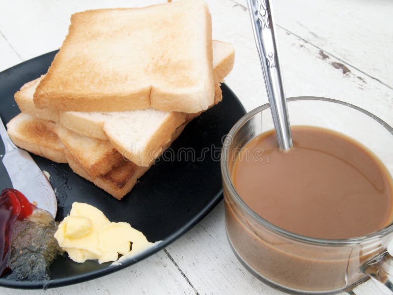 Toast and coffee stock photo. Image of strawberry, wood - 22209702