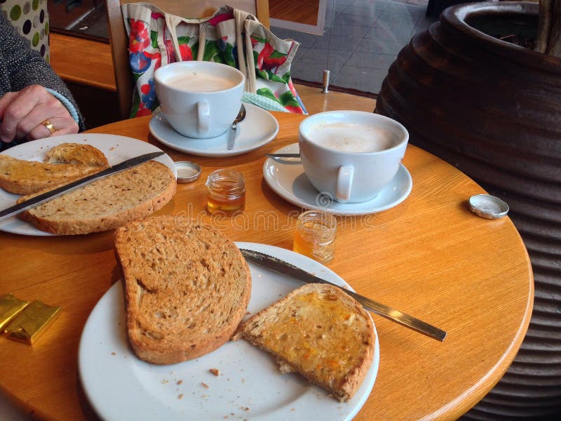 Toast and Coffee Breakfast in a Restaurant or Diner. Stock Image ...