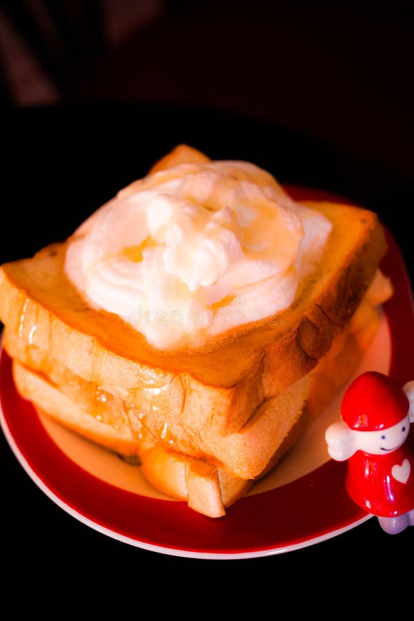Toast and cream stock image. Image of honey, loaf, dessert - 61540785
