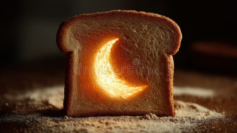 Toast with Crescent Moon Illuminated Center Stock Illustration ...