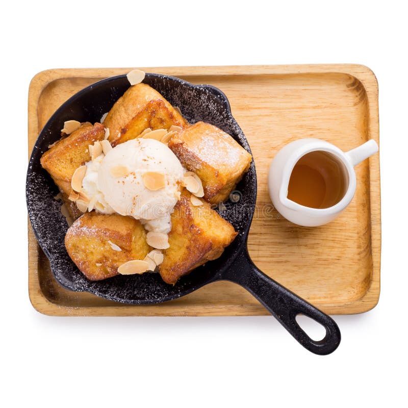 Toast and Cup of Tea with Ice Cream and Tea Sauce Stock Photo - Image ...