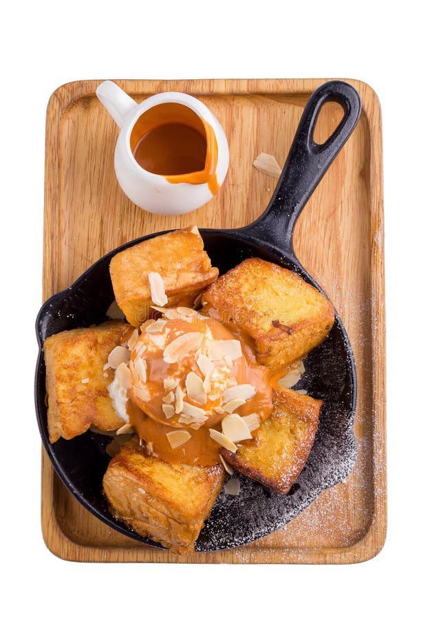 Toast and Cup of Tea with Ice Cream and Tea Sauce Stock Photo - Image ...