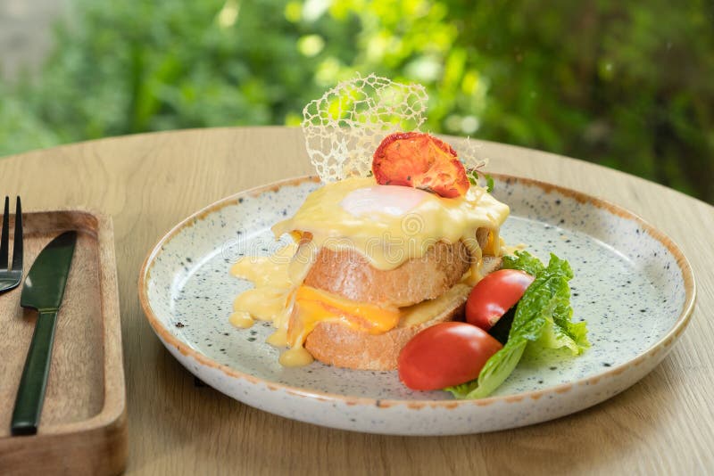 Toast with Egg, Ham and Cheese Under Bechamel Sauce. Delicious ...