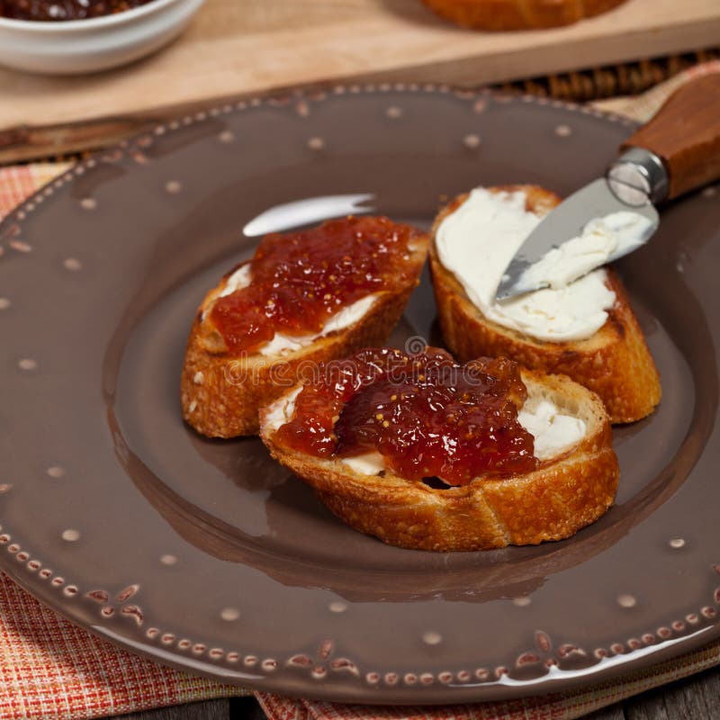 Toast with fig jam stock image. Image of food, glass - 52261935