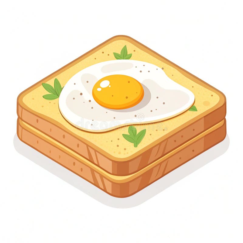Toast Fried Egg Icon. Isometric of Toast Fried Egg Vector Icon for Web Design Isolated on White ...