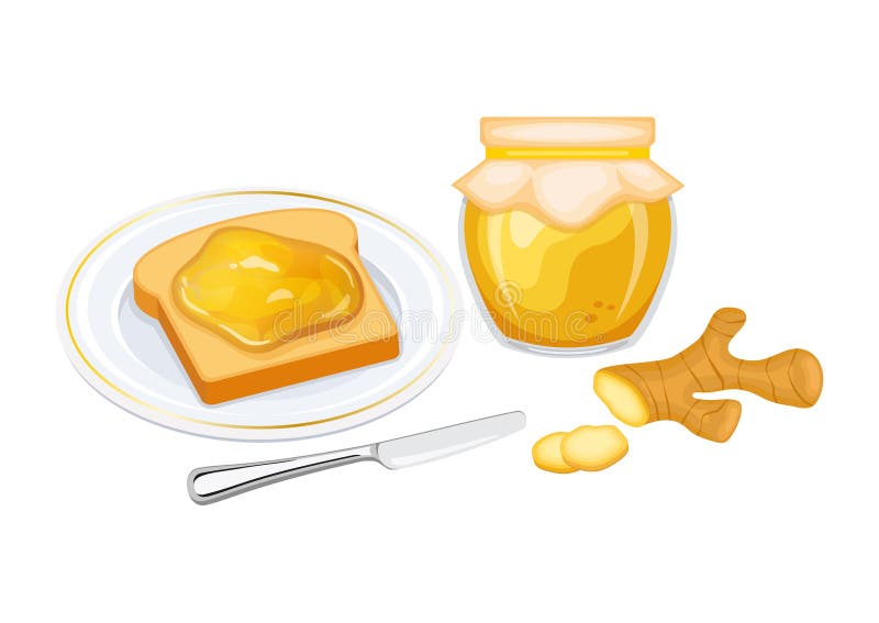 Toasted Bread with Ginger Jam Vector Illustration Stock Vector ...