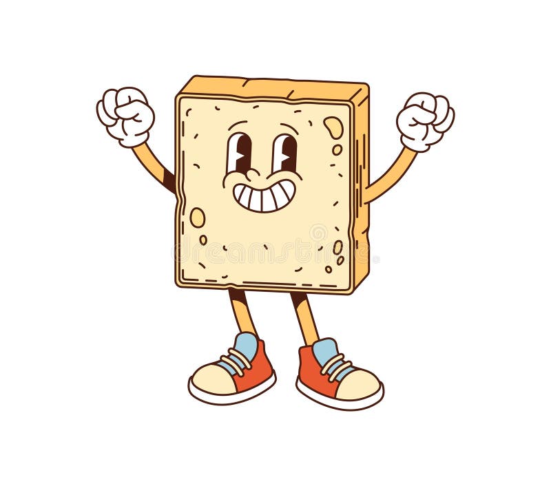 Toast Groovy Breakfast Slice Of Bread Character Stock Vector Illustration Of Funky Groovy